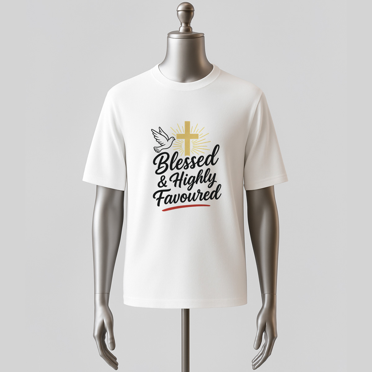 Blessed & Highly Favoured Christian T-Shirt – Faith Cross Graphic Tee ...